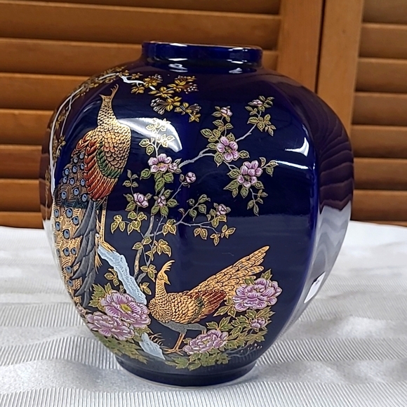 Vintage | Accents | Vintage Blue Cloisonne Gold Enamel Peacock Ceramic ...